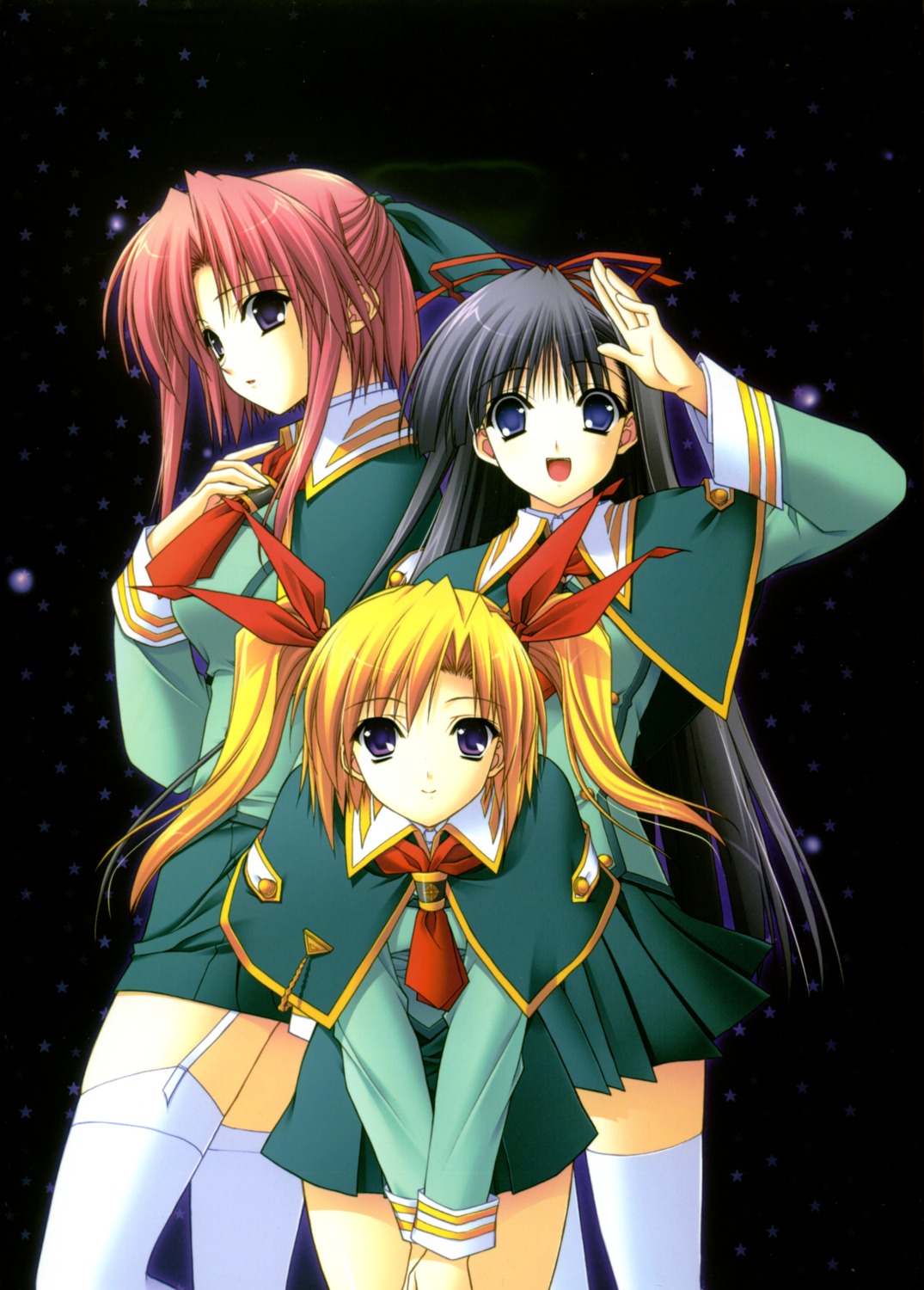 navel suzuhira hiro soul link morisaki nao nagase sayaka nitta aki stockings thighhighs uniform ...